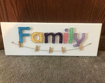 Custom Made to Order Family String Art with hangers for