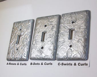 Silver Leaves single toggle light switch cover