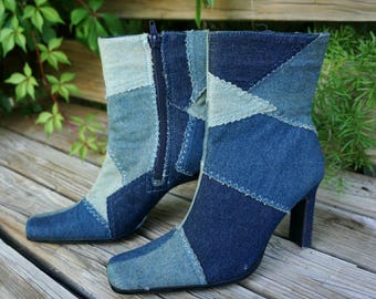 Patchwork boots | Etsy