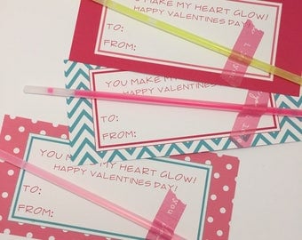 EDITABLE Valentine's Day Glow Stick Tags INSTANT