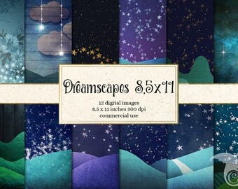 Twilight Fade Night Sky Digital Paper Ombre Star Digital