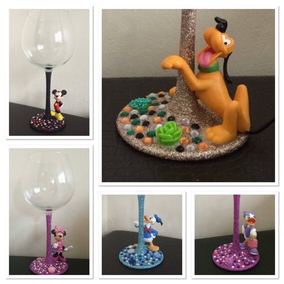 Disney Character Glitter Wine Glass