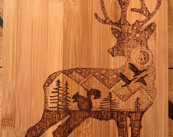 Wood burned deer | Etsy