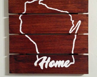 Wisconsin home sign | Etsy