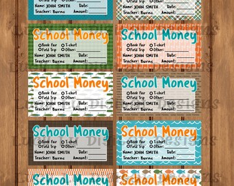 Personalized School Money Printable Stickers School Labels