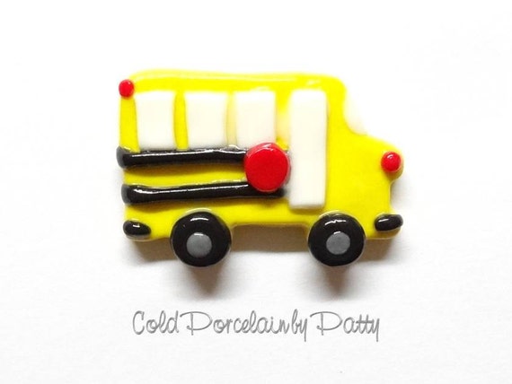 Cold Porcelain Clay School Bus Bow Center Pendant Bus