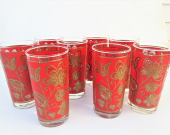 Red drinking glasses | Etsy