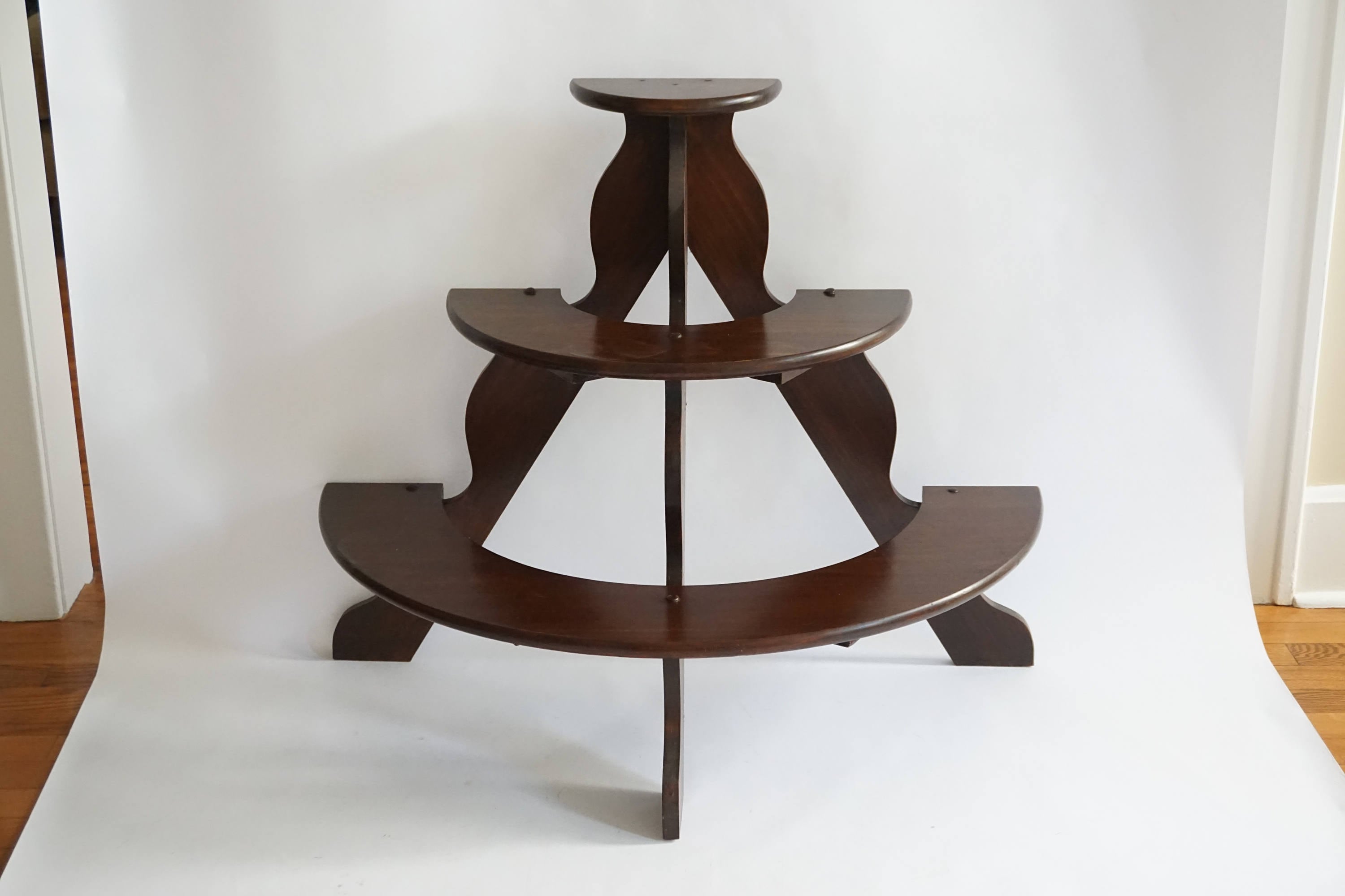 Wood Plant Stand Half Circle 3 Tier Plant Holder Greenhouse