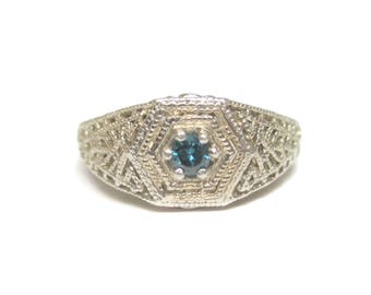 Blue diamond ring | Etsy