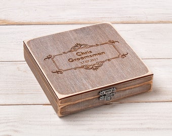 Rustic Cigar Box Groomsmen Cigar Box Best Man Gift Wooden