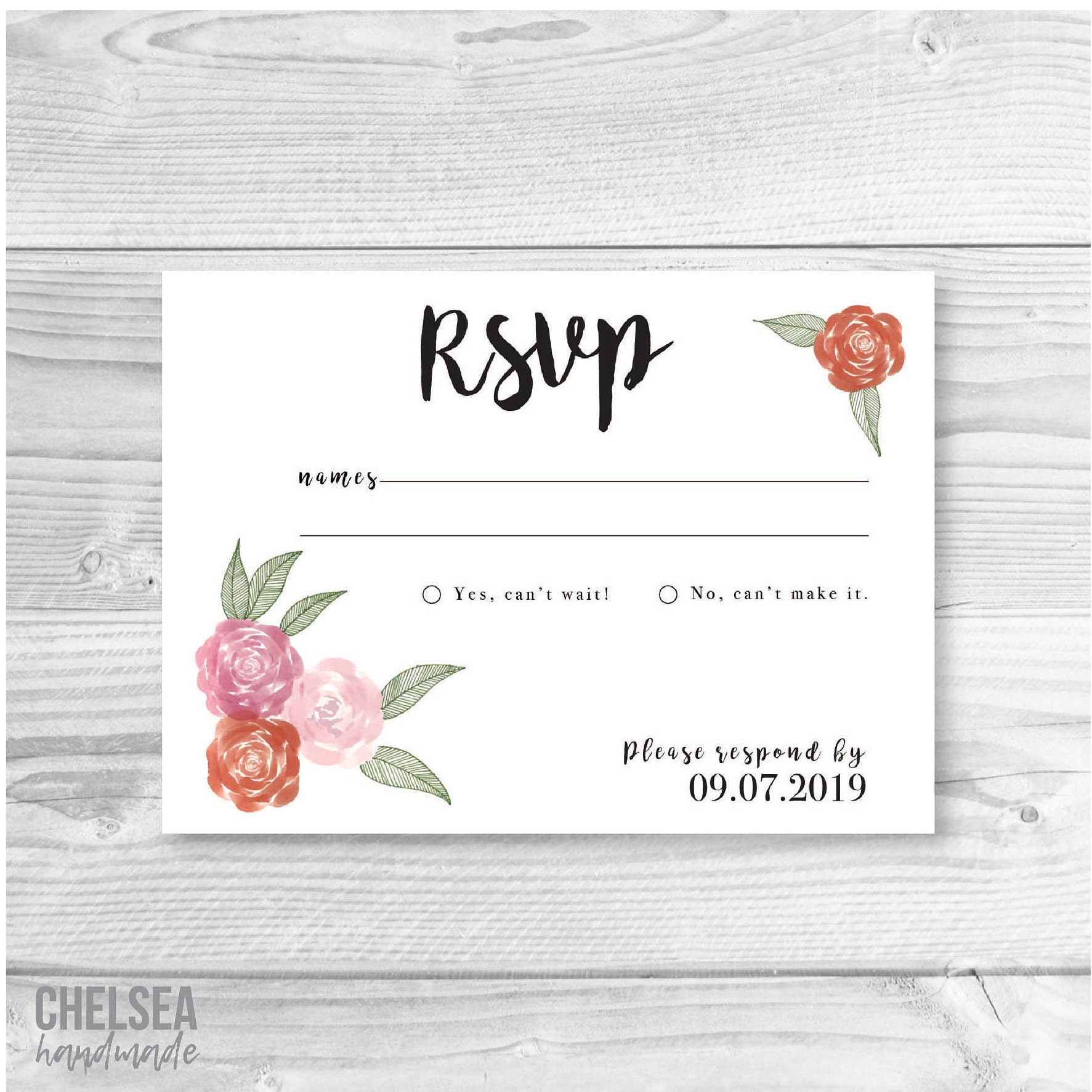 PRINTABLE Rsvp Card Editable PDF Wedding Rsvp Hand