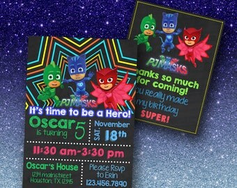 Pj masks invitation | Etsy
