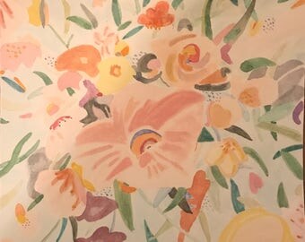 Subtle Poppies and Hellebores Bouquet Watercolor Art Print