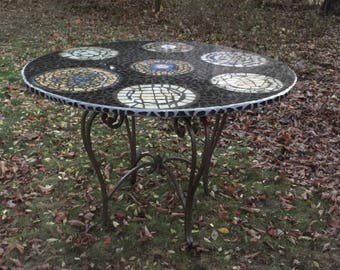 Round mosaic table | Etsy