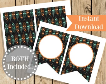 instant download printable striped pennants black and