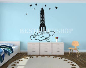 Outer Space Wall Decals Aliens Wall Decal Rocket Ship Wall