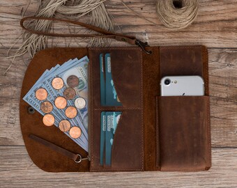 Leather phone wallet | Etsy