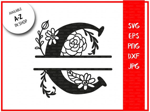 Monogram letter C Split letter C silhouette files SVG