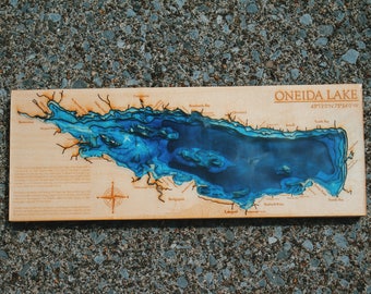 Topographic lake map | Etsy