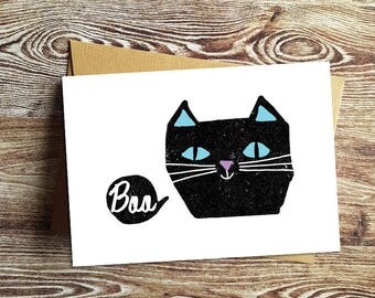 Black cat card | Etsy