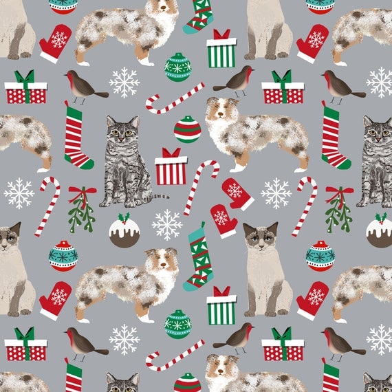 Cat and Dog Fabric Aussie Australian Shepherd Cat Siamese