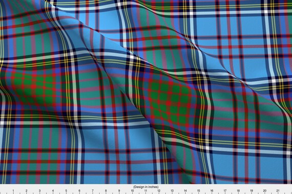Blue Plaid Fabric Anderson Family Tartan By Weavingmajor