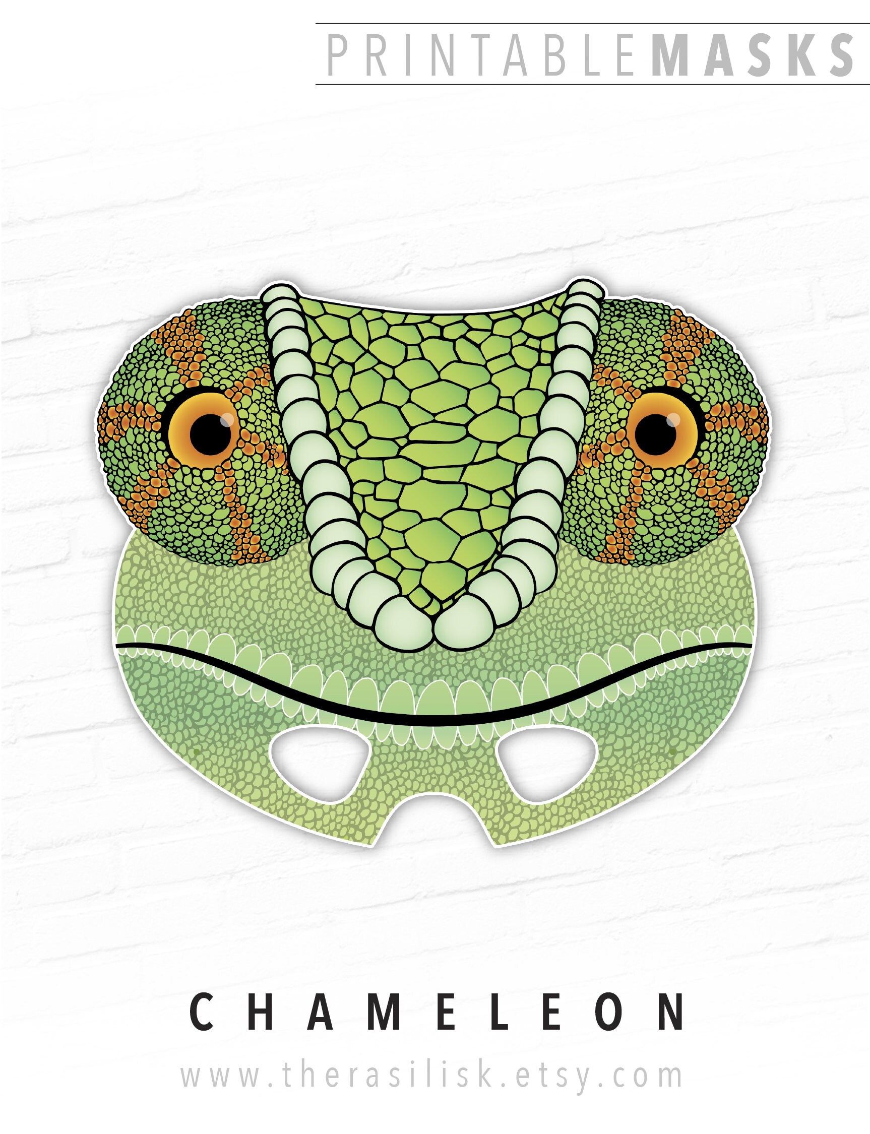 Printable Mask Halloween Costume Chameleon Lizard Mask