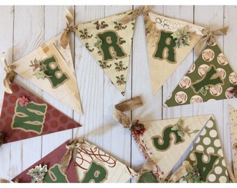 Printable DIY Christmas Pennant Banner FULL ALPHABET Custom