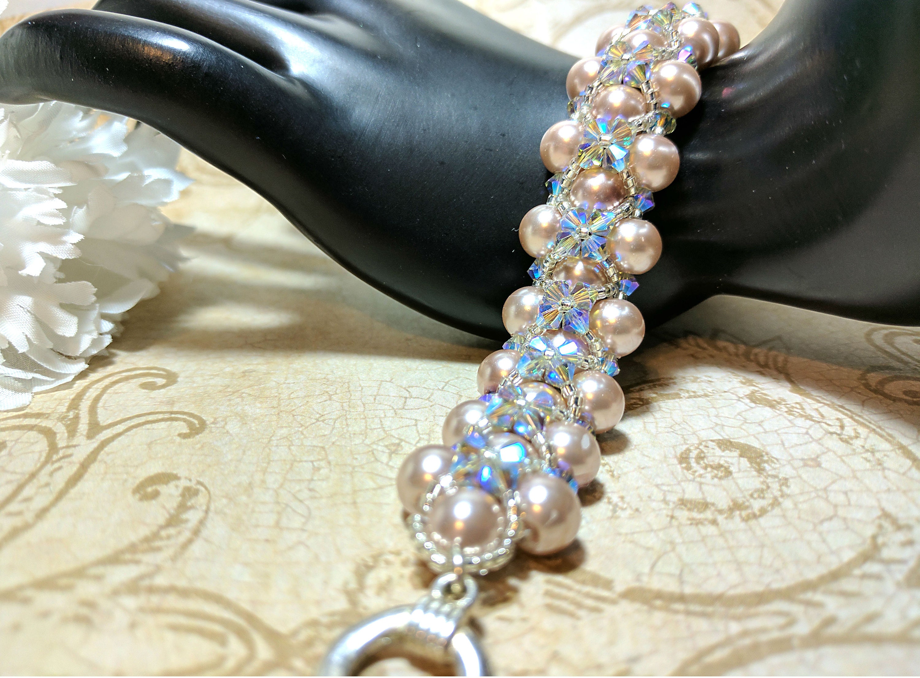 The Jessica Swarovski Pearl And Crystal Right Angle Weave