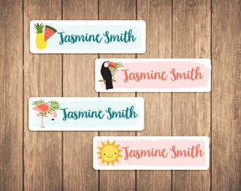 Tropical name tag | Etsy