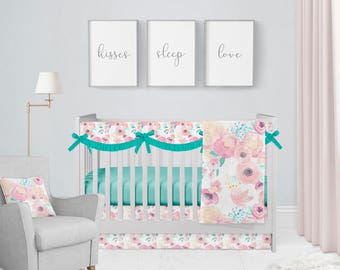 Floral crib bedding | Etsy