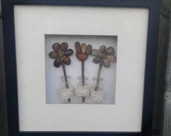 Pebble art flowers | Etsy