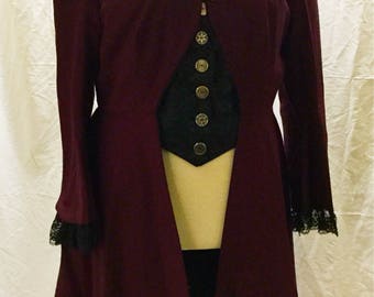 Men's Gothic Steampunk Coat Vampire Duster Black Wool