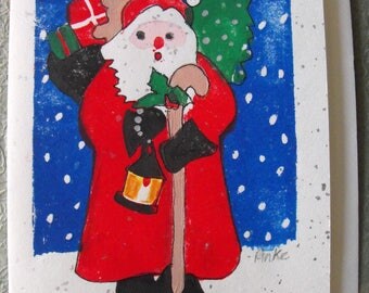 Linocut christmas | Etsy