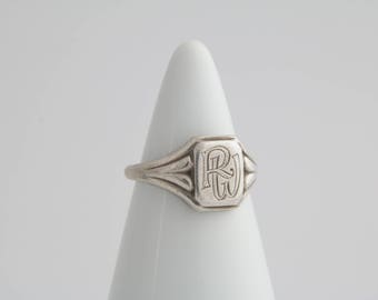 Coin Silver seal ring. signet ring. stamp ring. signet coin