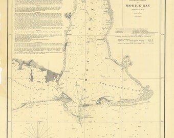 Mobile Bay Map Art Mobile Harbor c.1865 Old Maps and
