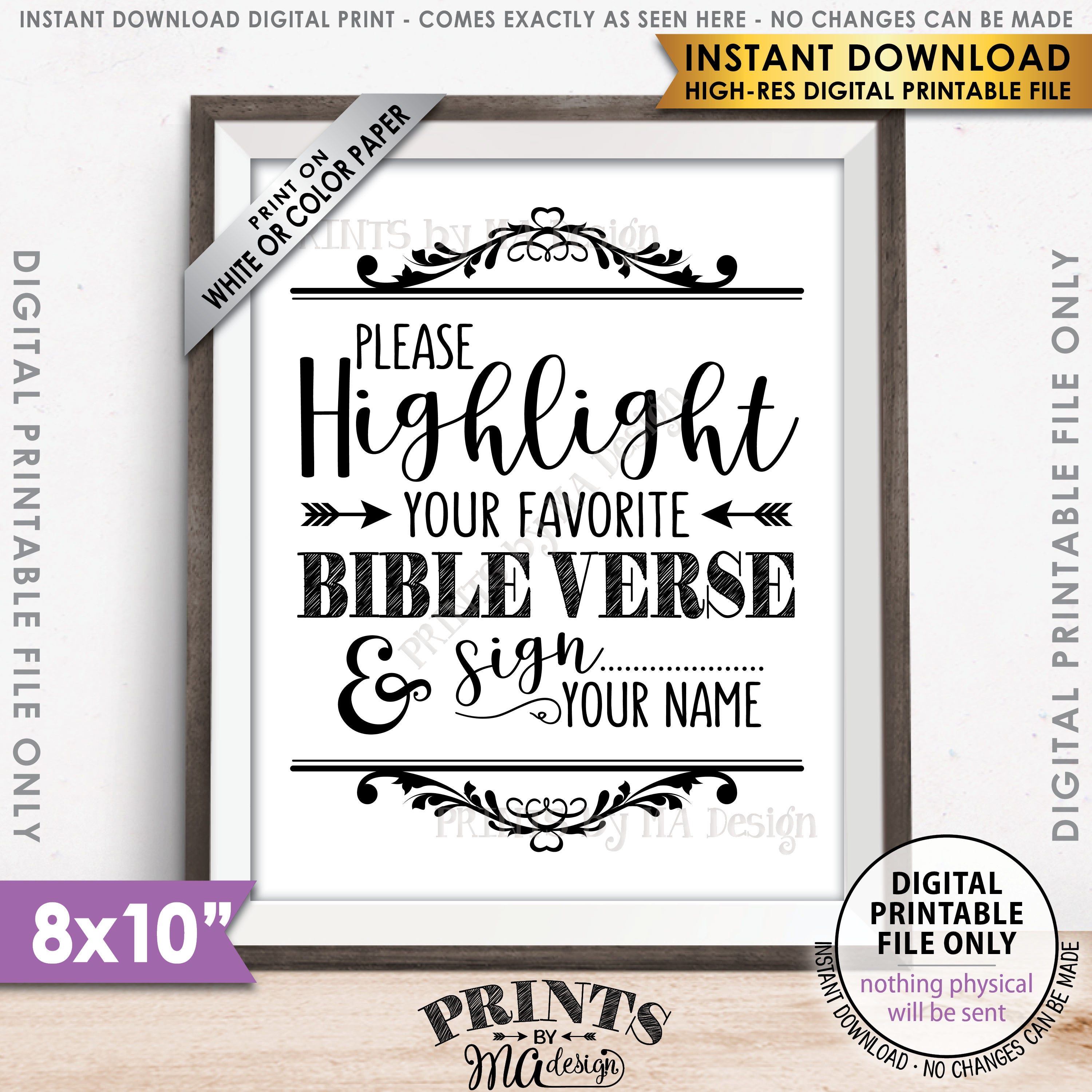 Highlight Your Favorite Bible Verse and Sign Your Name Wedding Sign ...