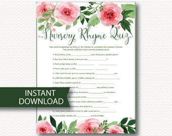 Book Baby Shower Game Nursery Rhyme Quiz Storybook Book