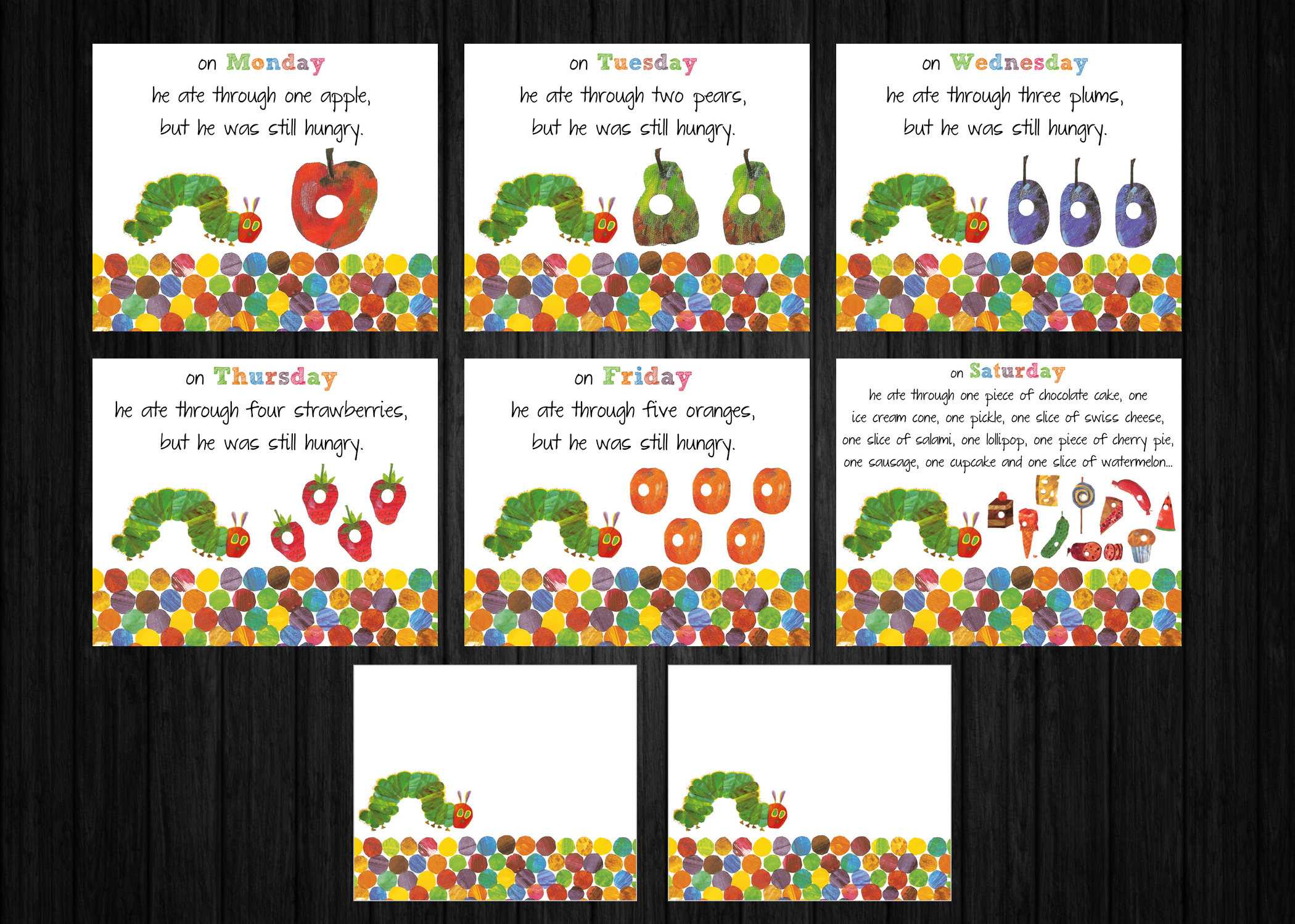 Hungry Caterpillar Food Cards ONLY Hungry Caterpillar