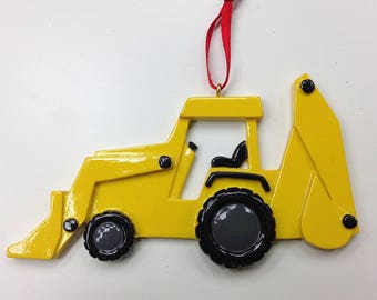 Excavator Backhoe construction watercolor print 8x10