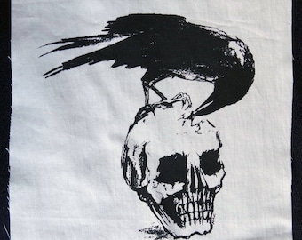 Crow On A Skull Gothic Macabre Art Print Medieval Memento Mori