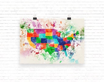 Art of The State Groovy Geography USA Map Poster 14 X 20