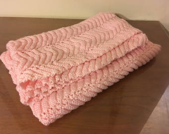 Pink knit blanket | Etsy