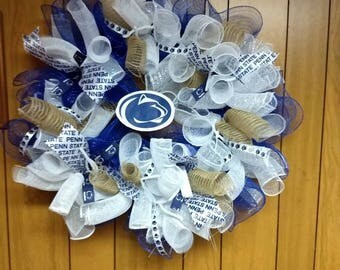 Penn State wreath Penn State deco mesh wreath Penn State