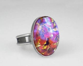 Pink fire opal ring | Etsy