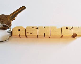 Wood Name Keychains Chopsticks and Desk Names by DustyNewt on Etsy