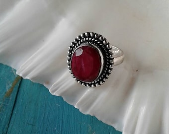 Red gemstone ring | Etsy
