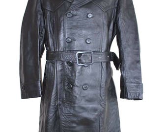 Leather pea coat | Etsy