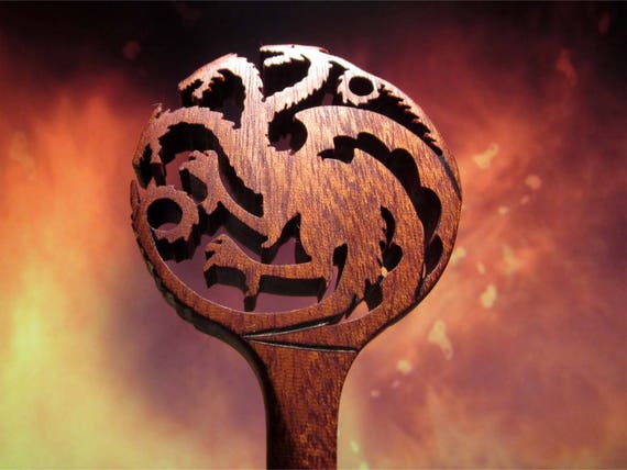 Hair Stick Three Headed Dragon Dagger Hair Toy in Mahogany