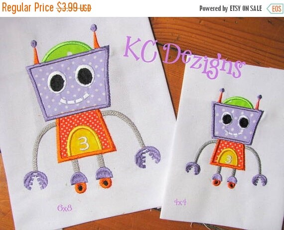 ON SALE Robot 04 Machine Applique Embroidery Design 4x4 5x7